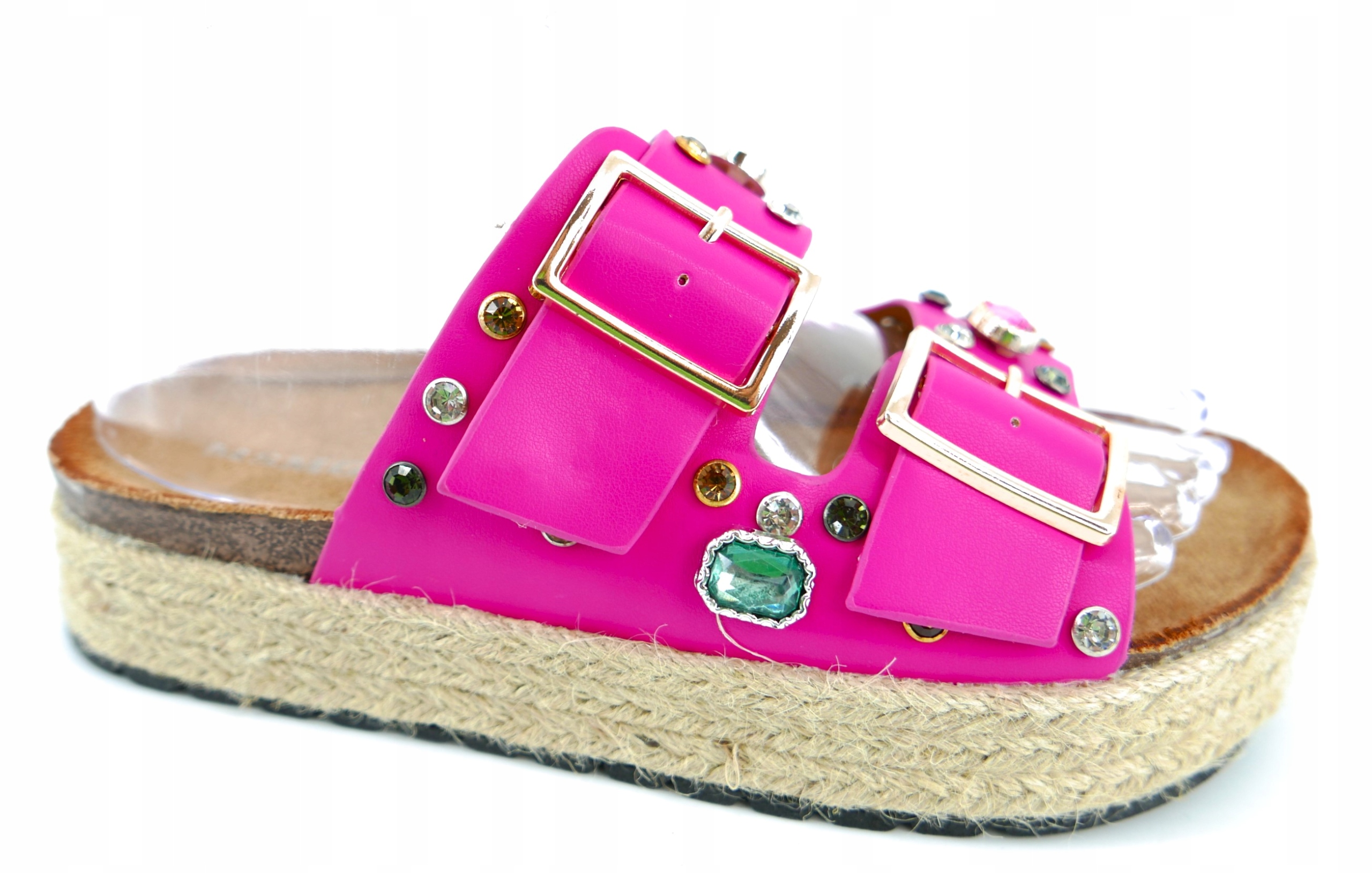 KLAPKI DAMSKIE FUKSJA Z KLAMRAMI CYRKONIE R39 • Cena, Opinie • Casual ...