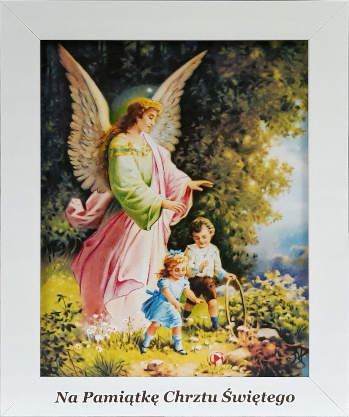 OBRAZ 30x25 ANIOŁ STRÓŻ ANIOŁEK BIAŁA RAMA GRAWER - porównaj ceny ...