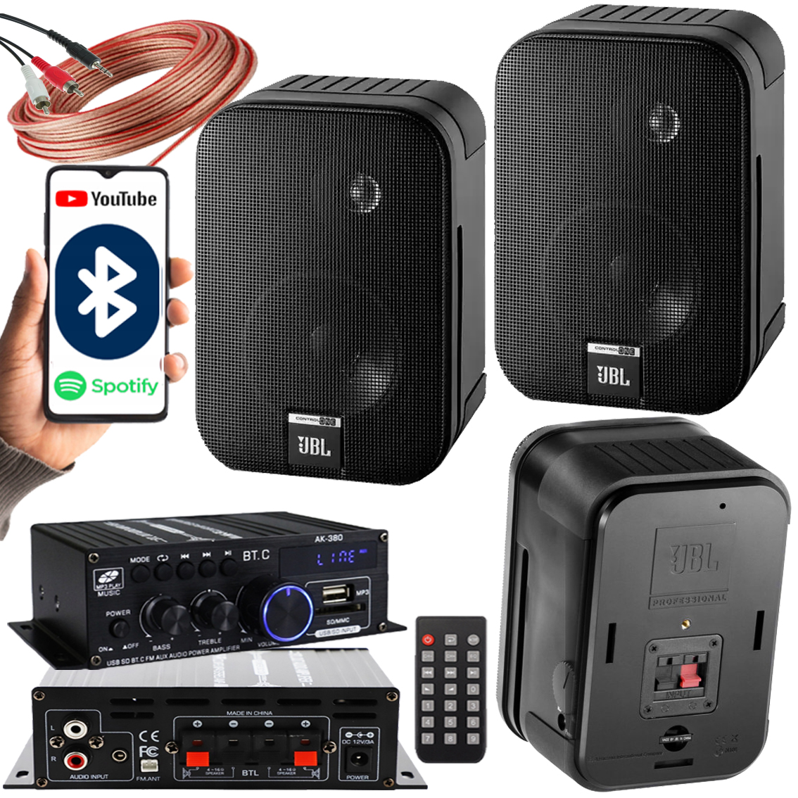 KOLUMNY NAŚCIENNE NATYNKOWE JBL WZMACNIACZ CYFROWY BLUETOOTH RADIO USB SD - Sklep, Opinie, Cena ...