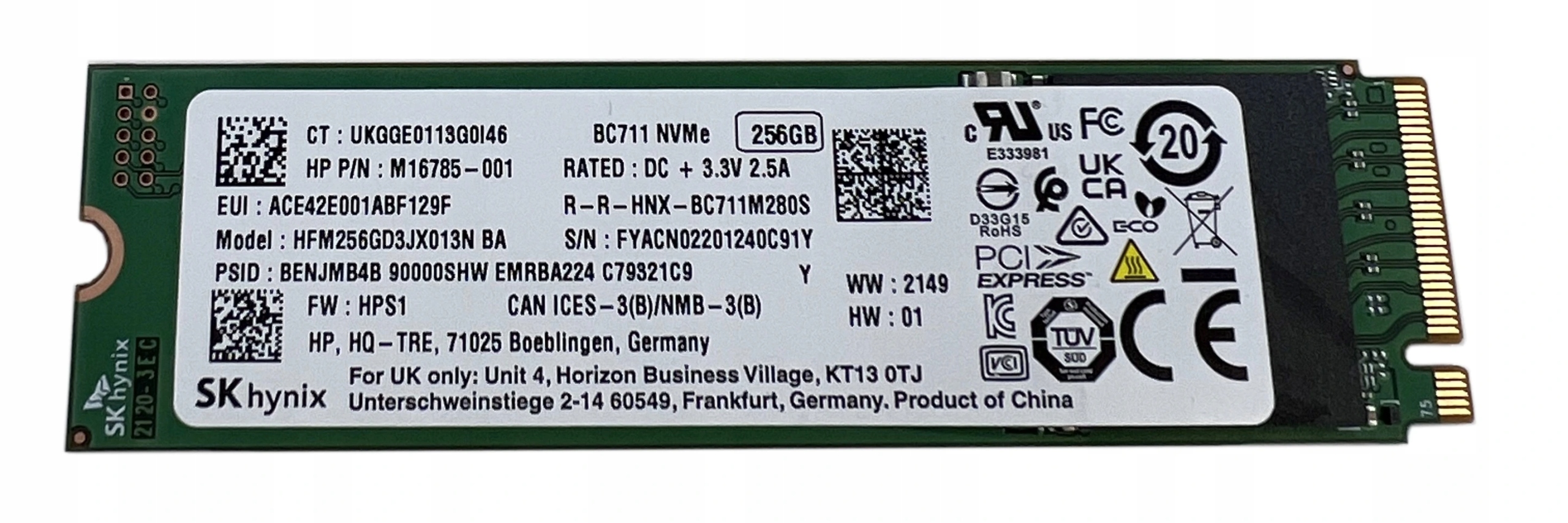 SK hynix BC711 NVMe 256GB M.2 2280 za 299.00CZK - Allegro