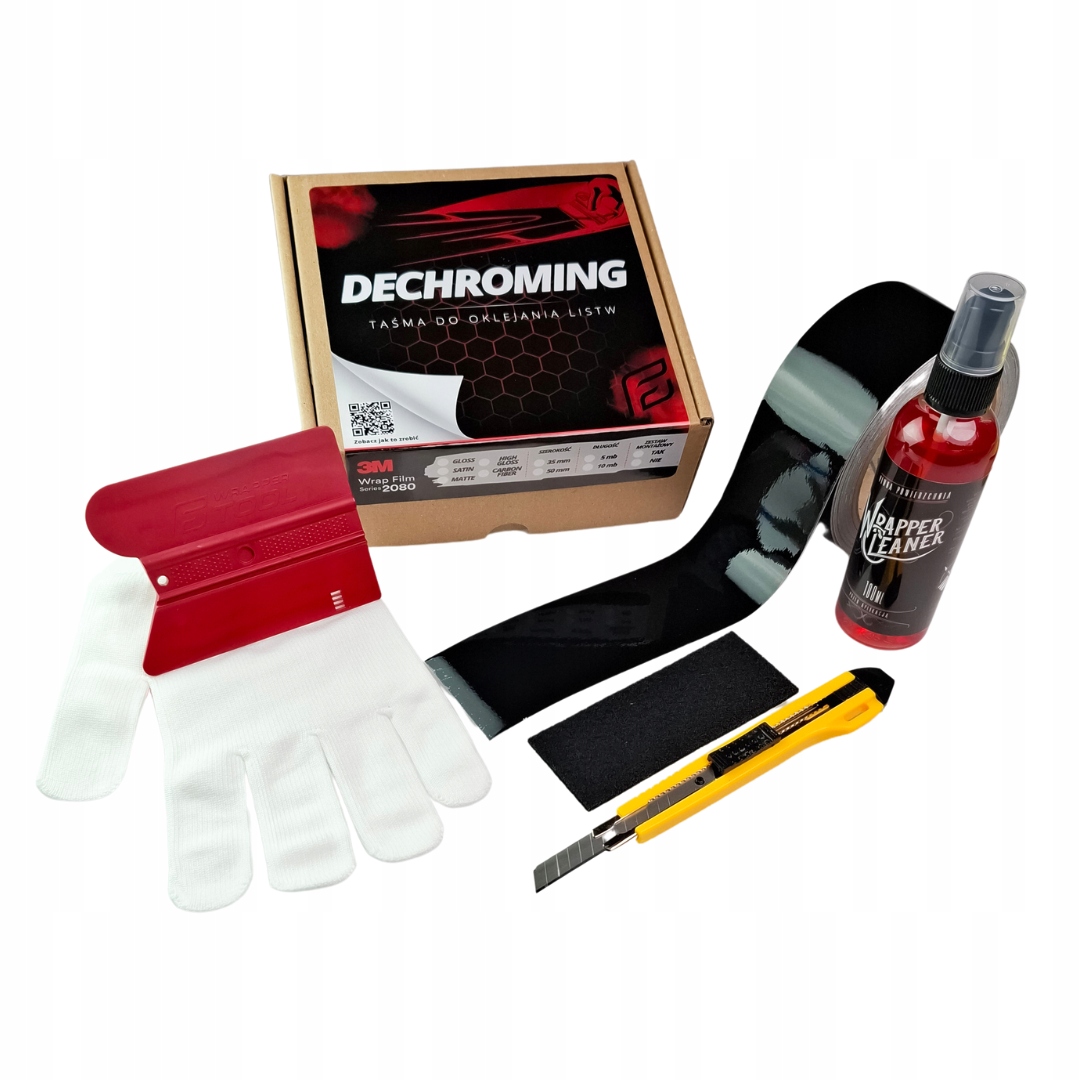 Dechroming készlet szerszámokkal - Fekete fényes 3M G12 3,5x500cm za ...