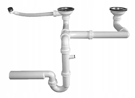 SYFON Z SITKIEM ZLEWOZMYWAKOWY DWUKOMOROWY PRZELEW 13373077430 - Allegro.pl