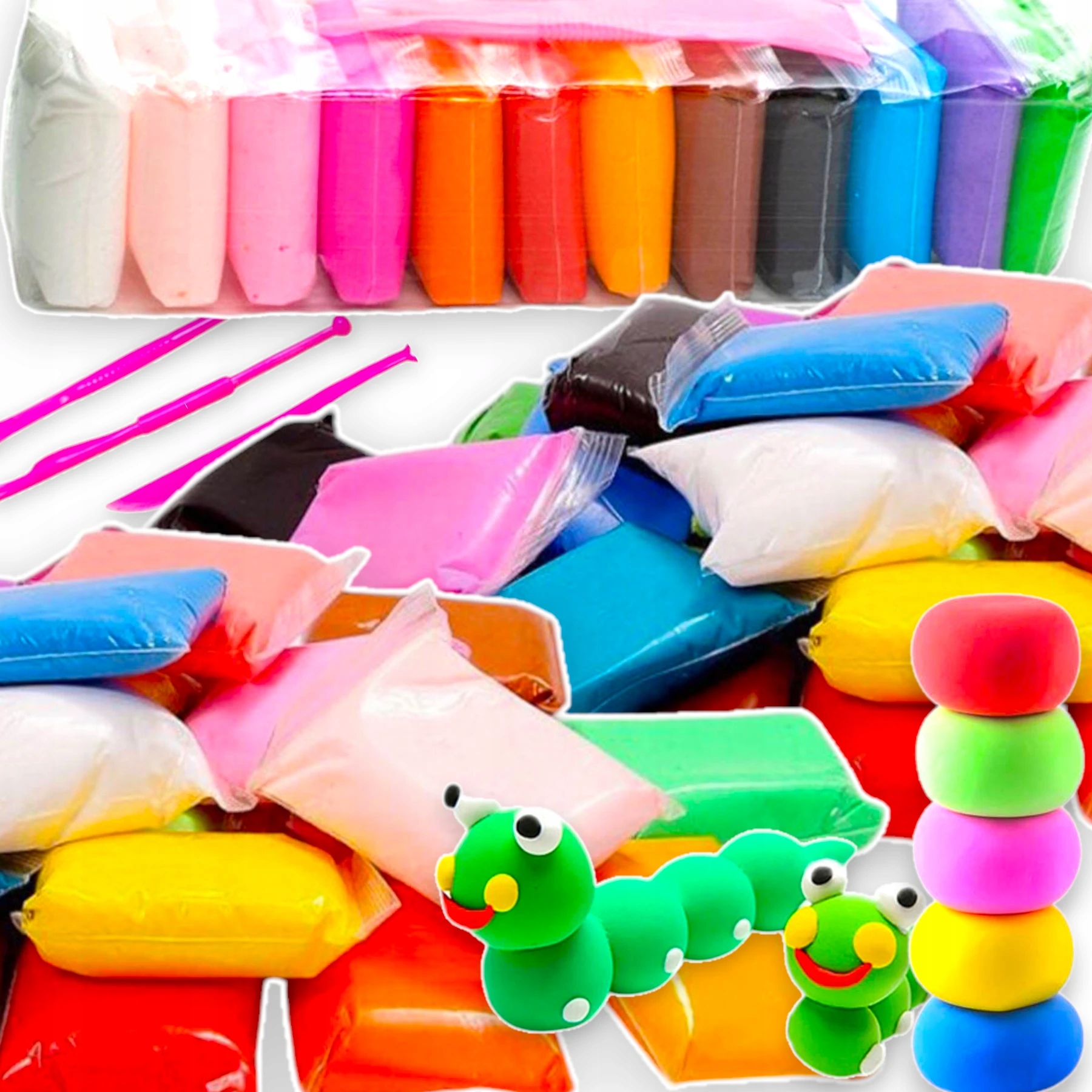 SUPER CLAY PLASTIKOWA GLINA PIANKOWA POLIMER 12 KOLORÓW KREATYWNA ...