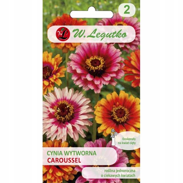 Nasiona mieszanka roślin Cynia wytworna daliowa - Caroussel 1 g ...