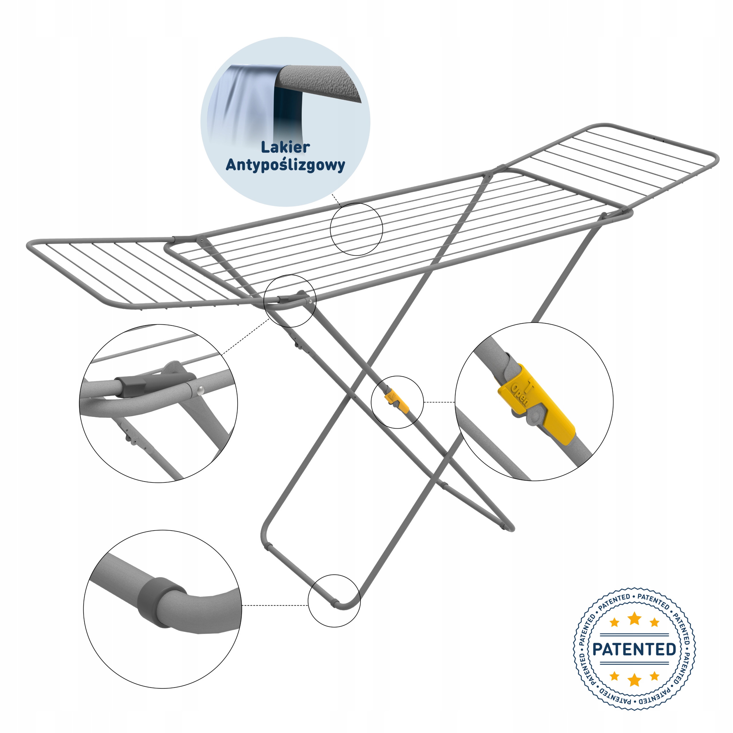Suszarka wolnostojąca pozioma Rorets Sussi Space Grey 129-176 cm ...