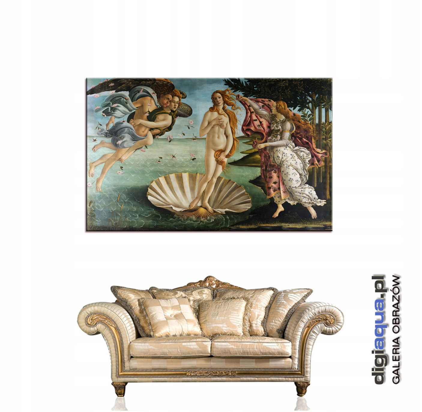 Sandro Botticelli - Narodziny Wenus, płótno 60x100 12594357378 - Allegro.pl