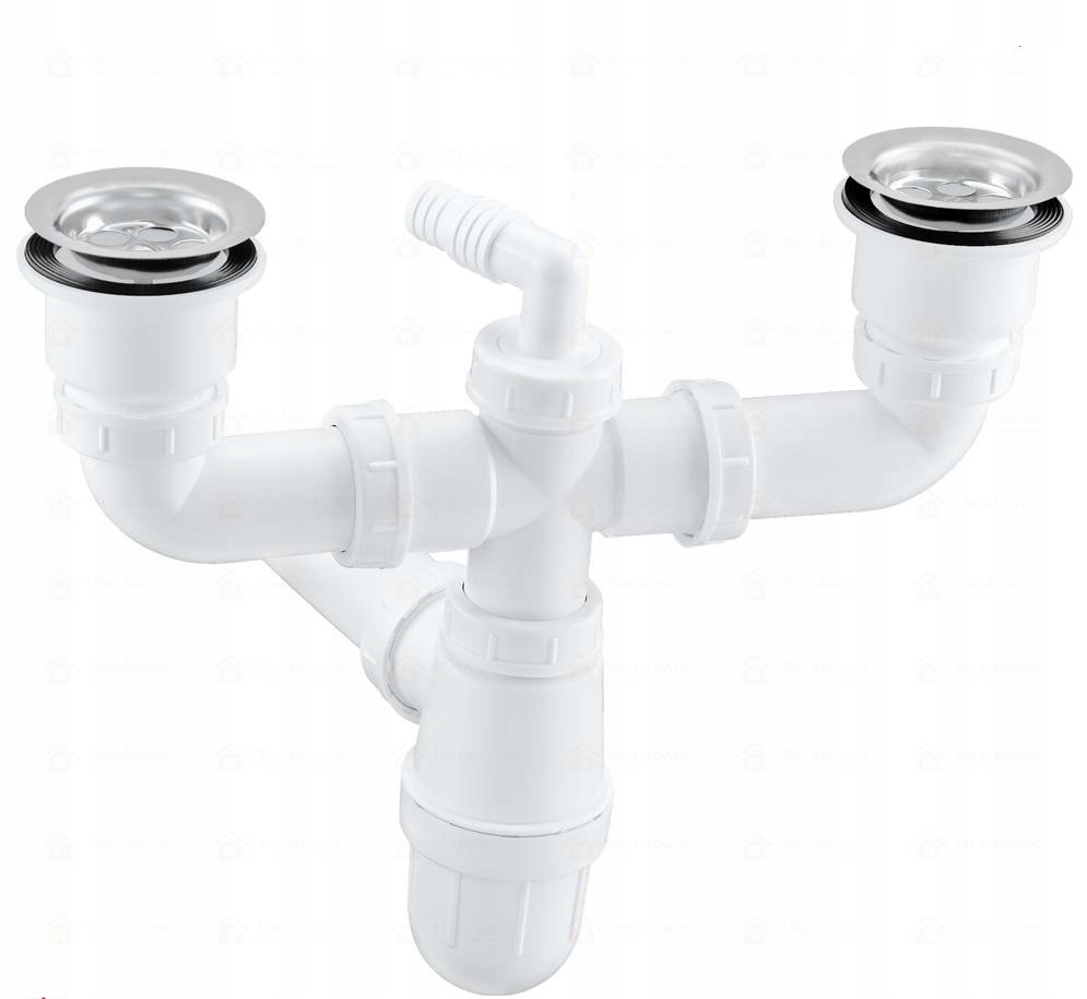 Syfon zlewu 2-komory + pralka sit.metal Produkt Polski (5902340996287 ...