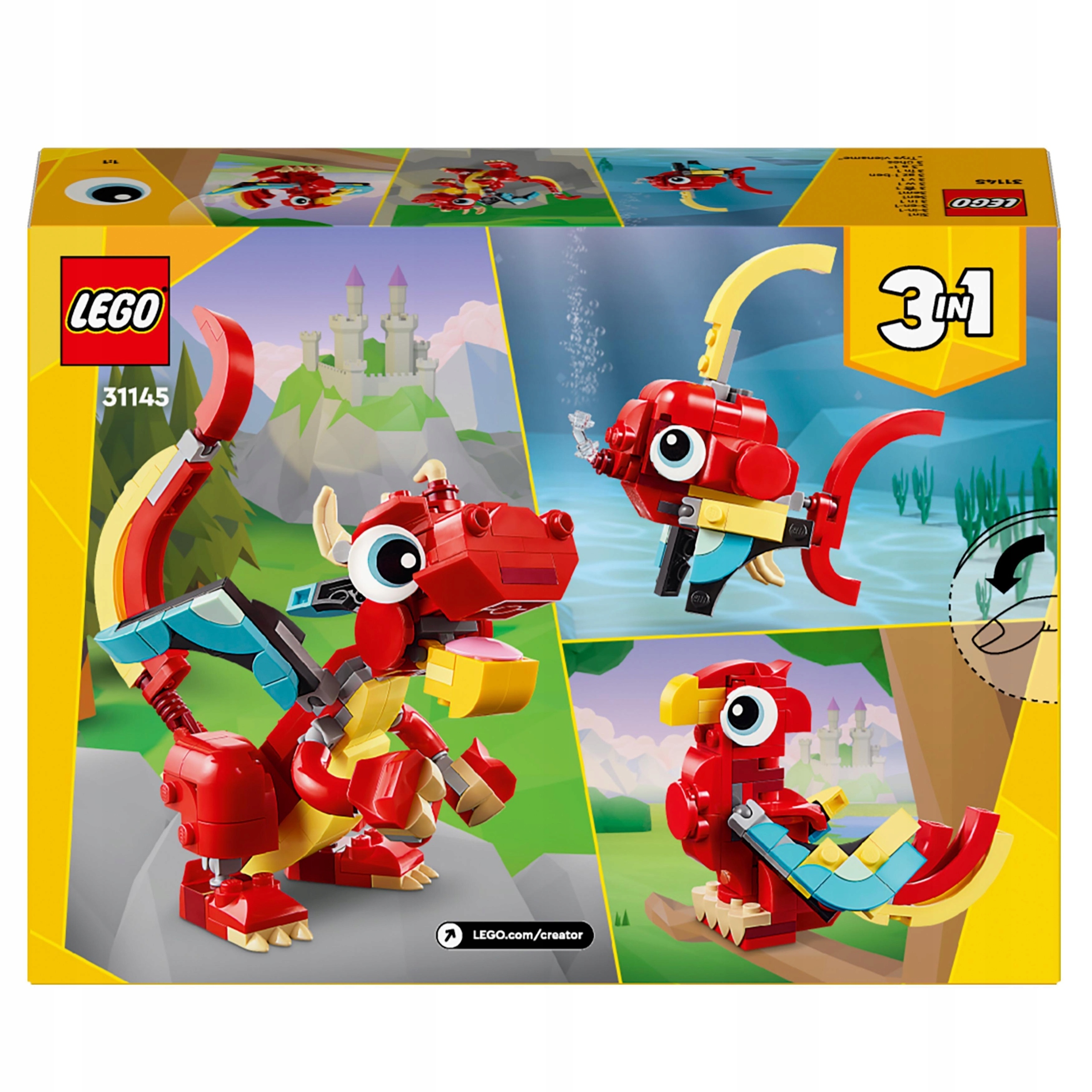 LEGO Creator 3w1 Smok/ papuga/ rybka nr 31145 15220538109 - Allegro.pl