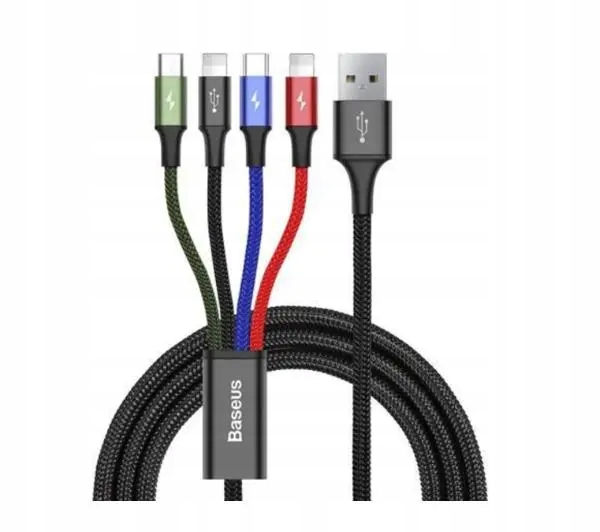 Kabel Przewód Baseus USB - microUSB / USB-C / 2x Lightning 1,2 metra Czarny - Sklep, Opinie ...