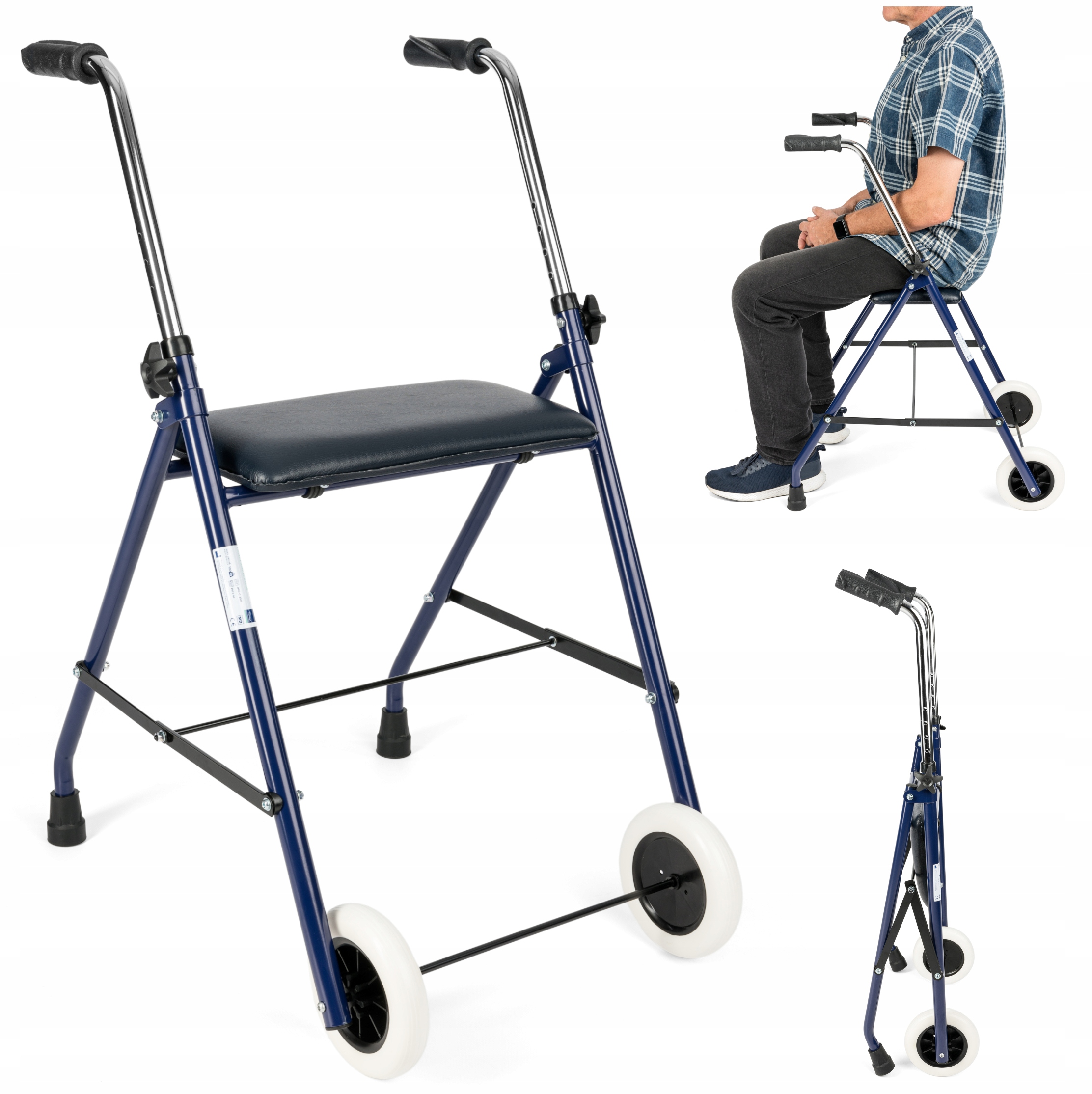 Balkonik z siedziskiem 2 kółka podpórka chodzik składany Timago JMC-C ...