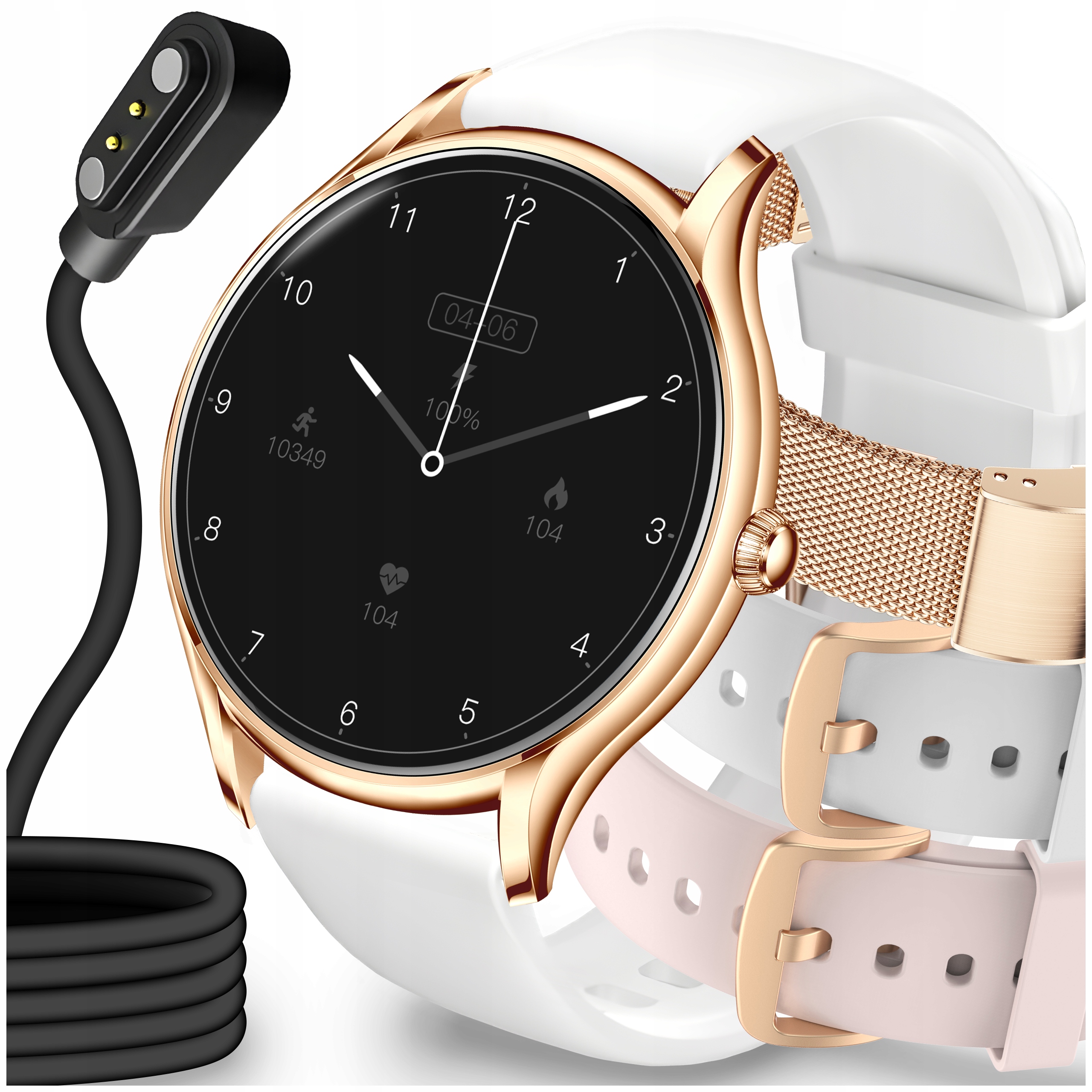 SMARTWATCH DAMSKI ZEGAREK PL MENU POWIADOMIENIA ROZMOWY SMART WATCH 3 PASKI - Sklep, Opinie ...