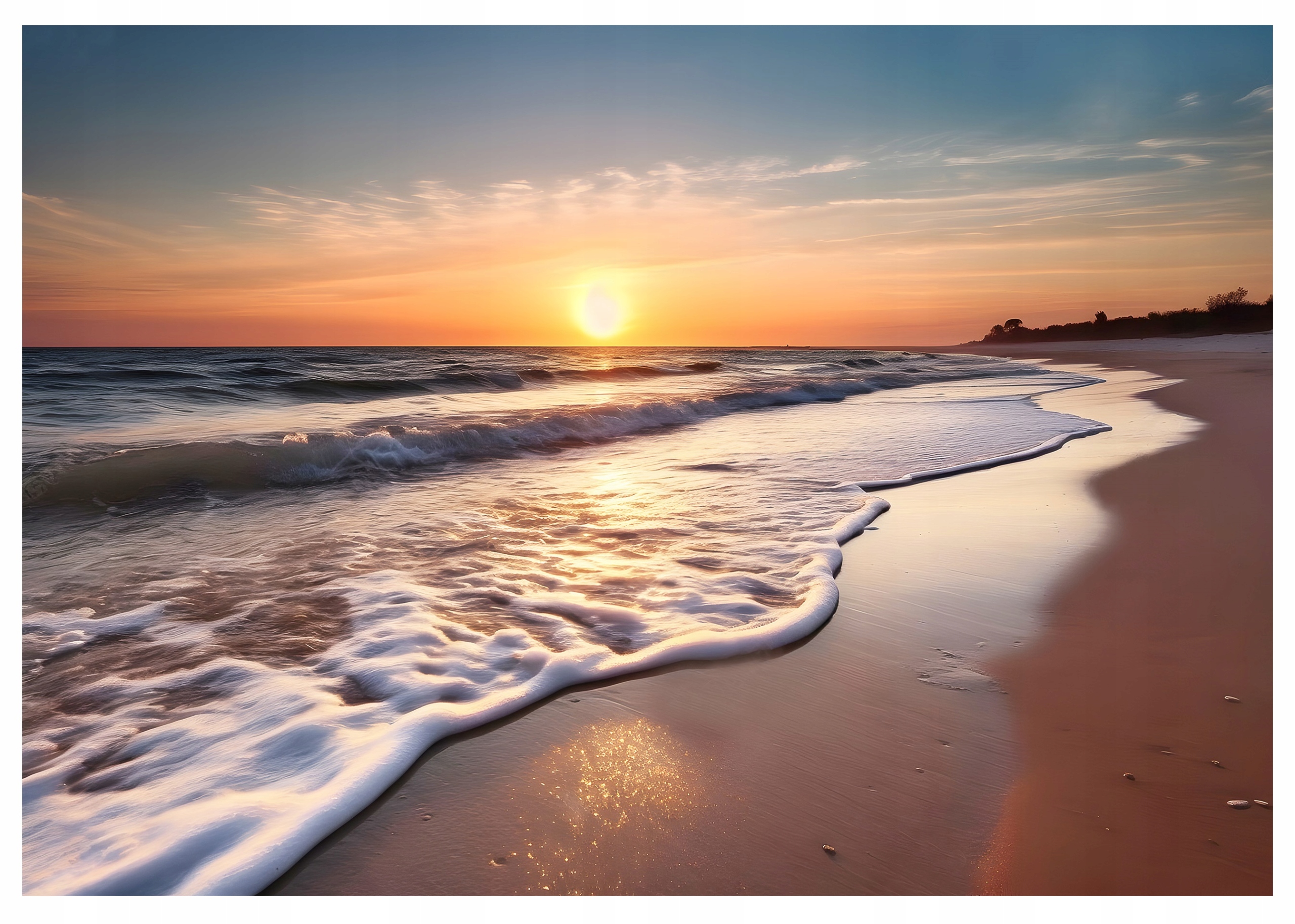 FOTOTAPETA PLAŻA MORZE 3D ZACHÓD SŁOŃCA NATURA WIDOK TAPETA ŚCIENNA ...