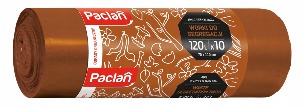 Paclan Sáčky na třídění 120L 10 Ks 70x110 cm Hnědé na bioodpad LDPE ...