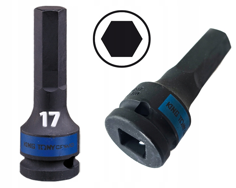 KING TONY Klucz nasadka UDAROWA DŁUGA 1/2" IMBUS HEX 17 x 80 mm Cr-Mo PRO 4710591953154 za 66 ...