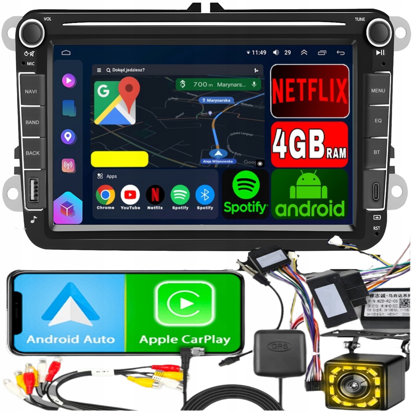 RADIO do VOLKSWAGEN SEAT SKODA VW PASSAT B6 B7 GOLF 5 V 6 WIFI GPS ANDROID - Sklep, Opinie, Cena ...