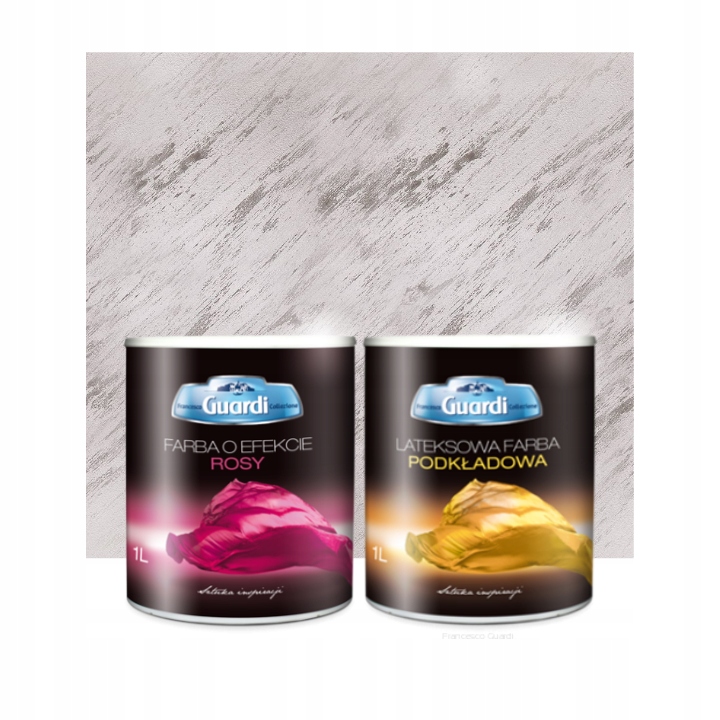Dekoracyjna Farba o EFEKCIE ROSY + PODKŁAD SZARY JEDWABISTY 1L GUARDI ...