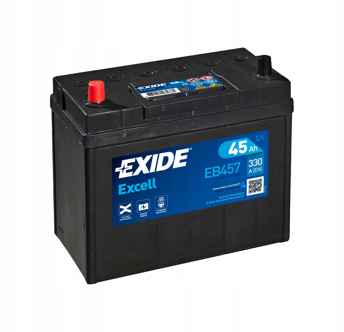 Akumulator Exide Excell 12V 45Ah 330A L+ EB457 3661024034364 za 259 ...