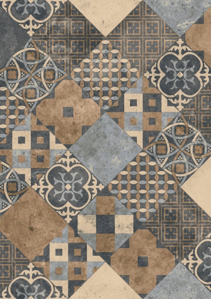 PVC KOBEREC MAROCKÝ 4M ZARAGOZA TILE-INDIGO za 290.00CZK - Allegro