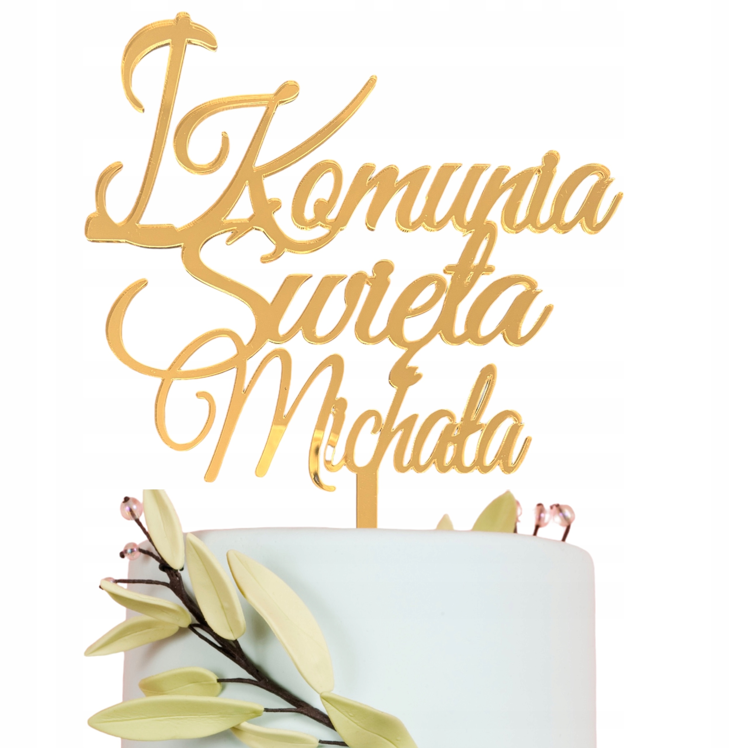 TOPPER NA TORT PIERWSZA KOMUNIA ŚWIETA KOMUNIJNY Z IMIENIEM KLASYCZNY ...
