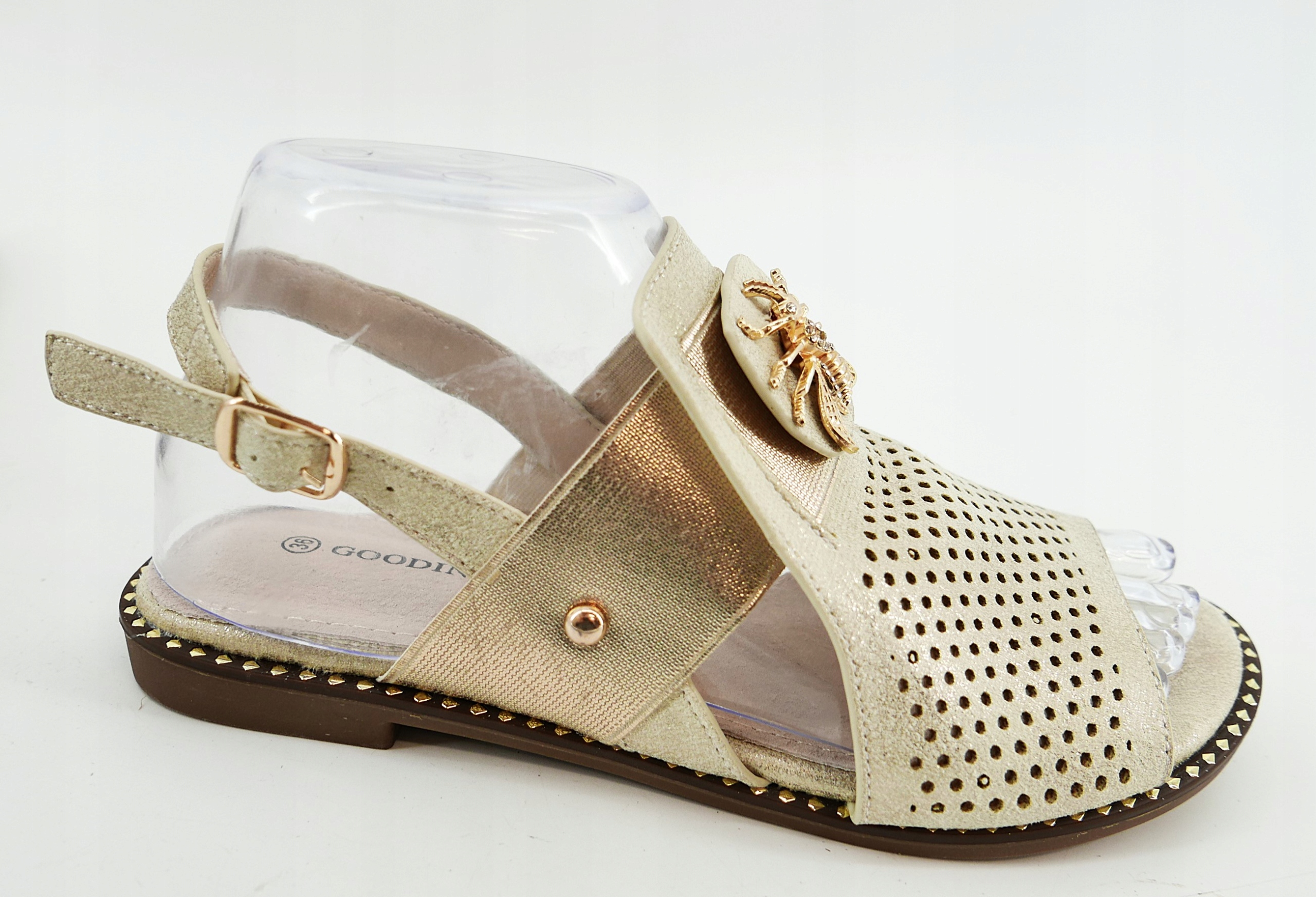 GOODIN SANDAŁY DAMSKIE BEŻOWO ZŁOTE AŻUROWE R41 • Cena, Opinie ...