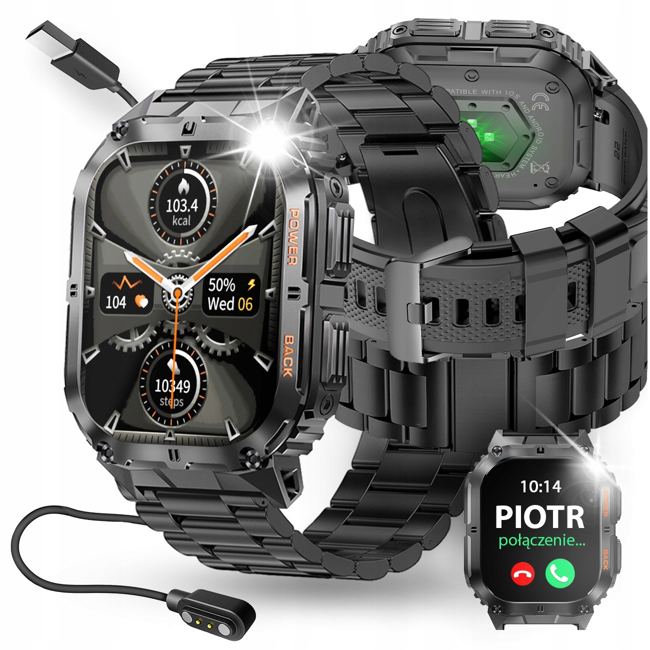 SMARTWATCH ZEGAREK MĘSKI MENU POLSKIE SPORT PULS ROZMOWY SMART WATCH AMOLED - Sklep, Opinie ...