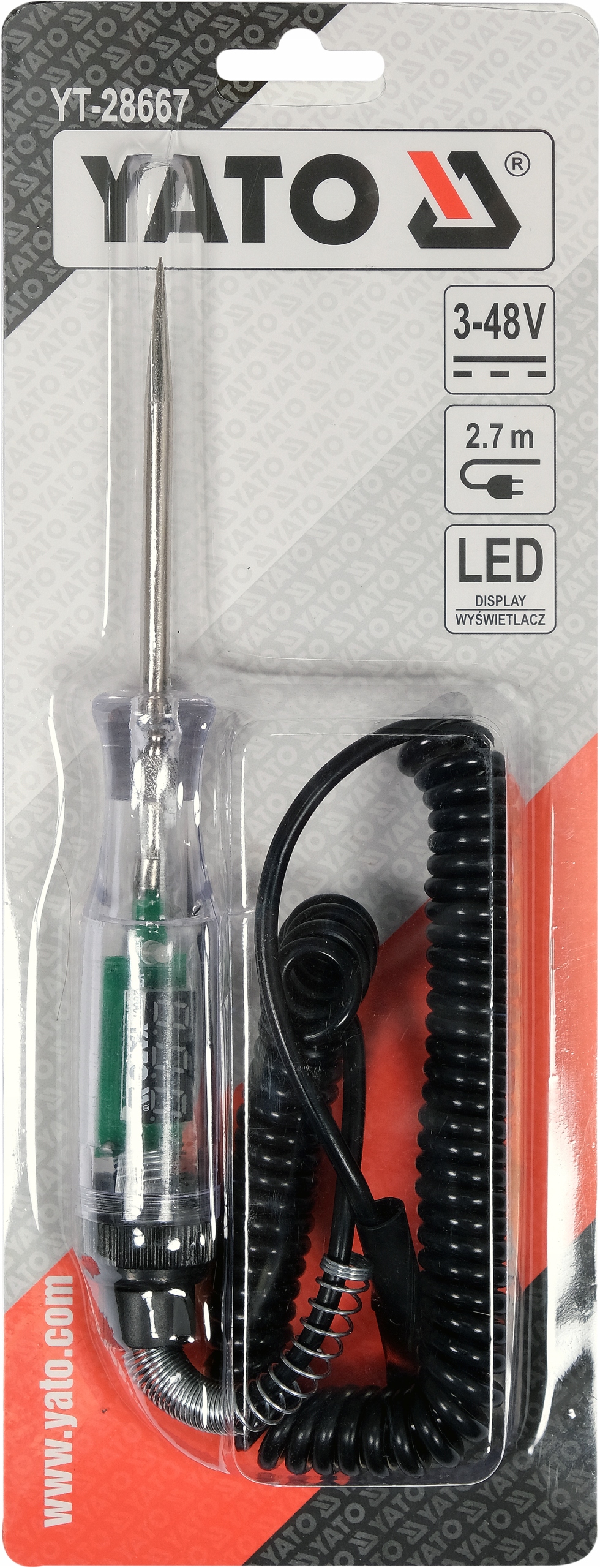 SAMOCHODOWY PRÓBNIK NAPIĘCIA 3-48V Z WYŚWIETLACZEM LCD YATO YT-28667 ...