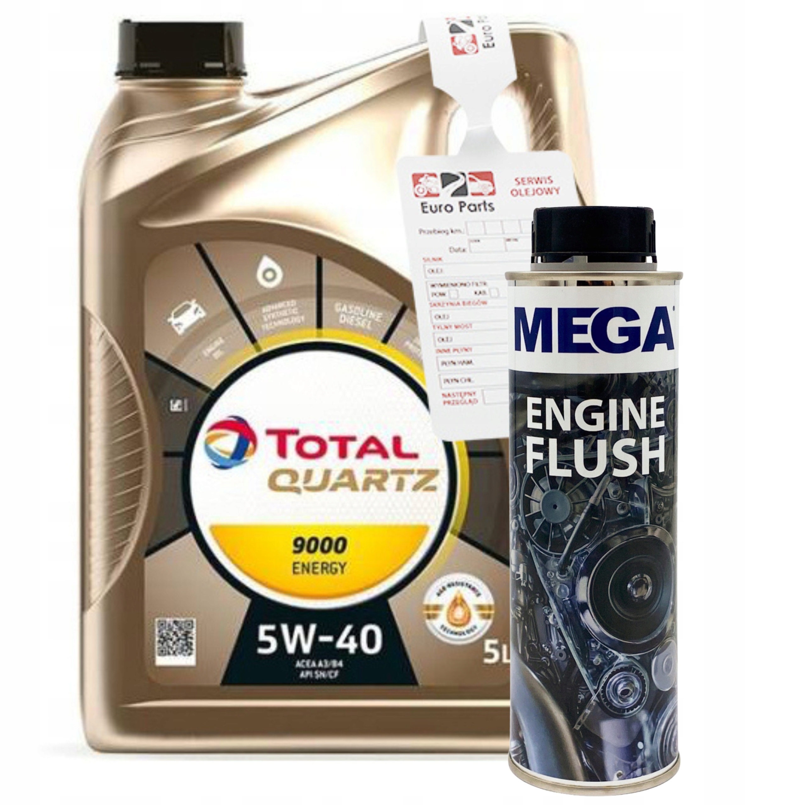 Olej silnikowy 5W40 TOTAL 9000 Energy 5l + płukanka do silnika MEGA 300ml 1073 za 155 zł z ...