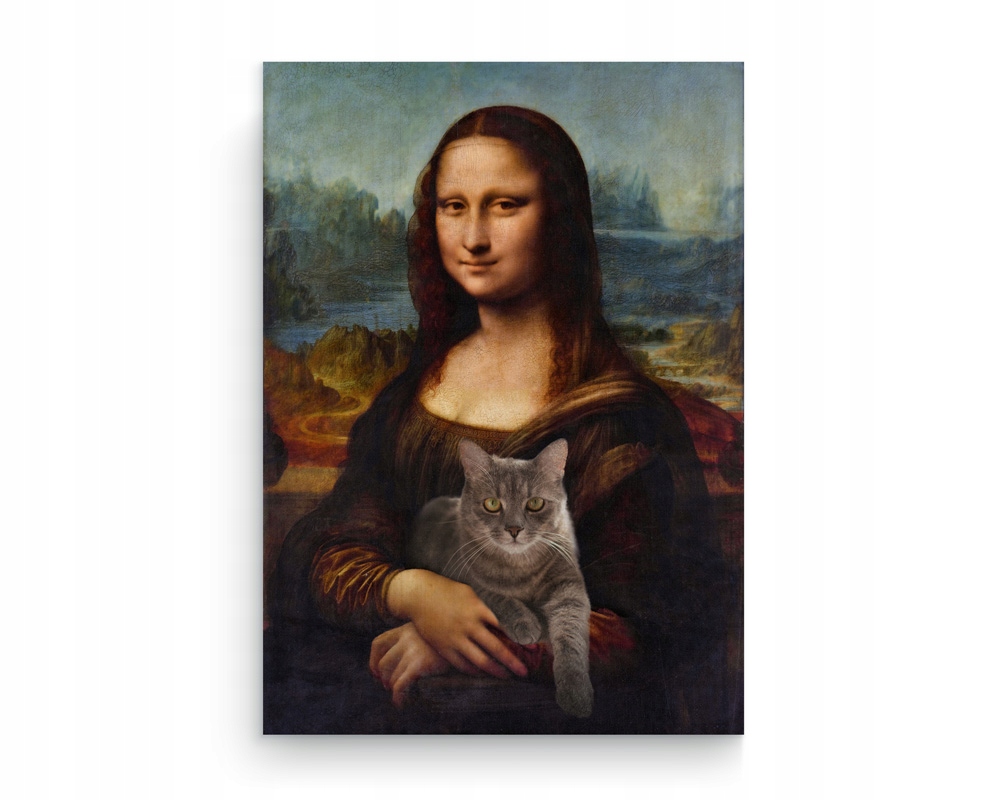 Obraz Mona Lisa z Kotem -50x70 cm Wydruk na Canvas • Cena, Opinie ...