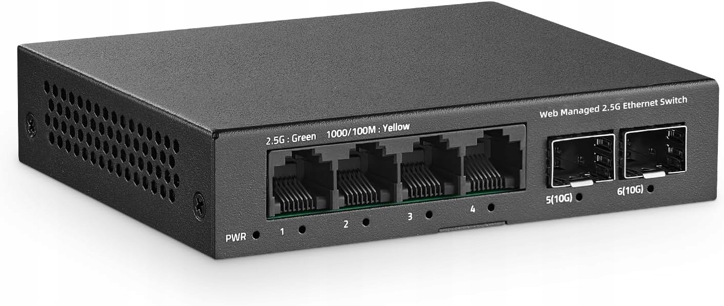 Hálózati kapcsoló 6x2.5G + 2x10G SFP, WEB MENEDZSELT, VLAN QoS LACP za ...