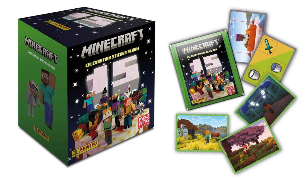 Panini MINECRAFT CELEBRATION BOX DISPLAY 36 saszetek z 180 naklejkami ...