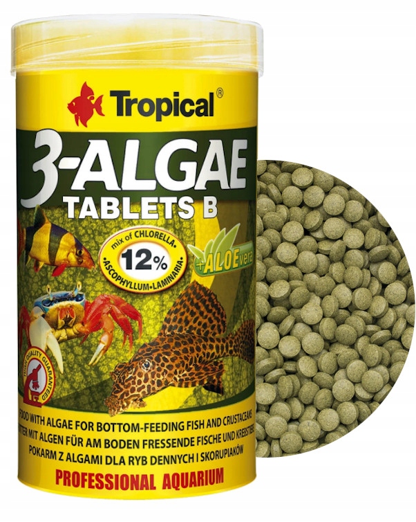 TROPICAL 3-ALGAE TABLETS B 250ml 150g POKARM 9629410405 - Allegro.pl