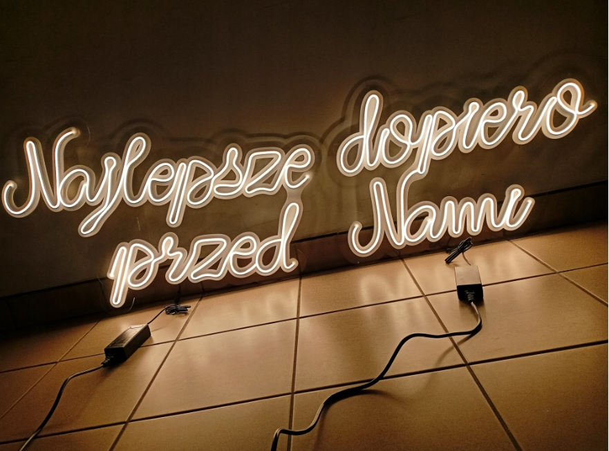 Neon napis led NAJLEPSZE DOPIERO PRZED NAMI ślub 13415554141 - Allegro.pl