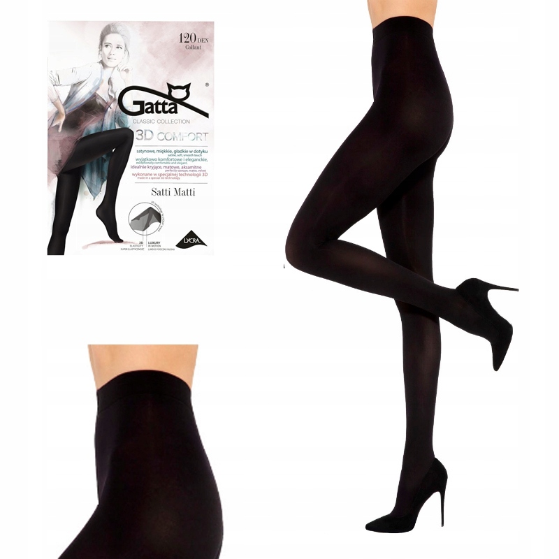 Rajstopy gładkie Gatta Satti Matti 120den czarny Nero rozmiar 4 ...