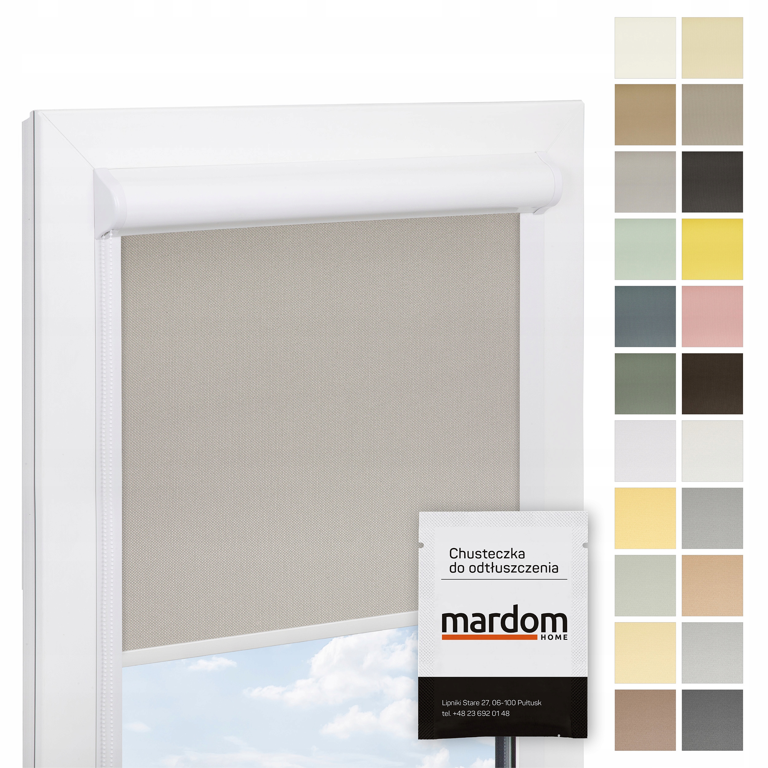 ROLETA MINI W KASECIE NA WYMIAR DO 150 CM Z PROWADNICAMI WEWNĘTRZNE ...