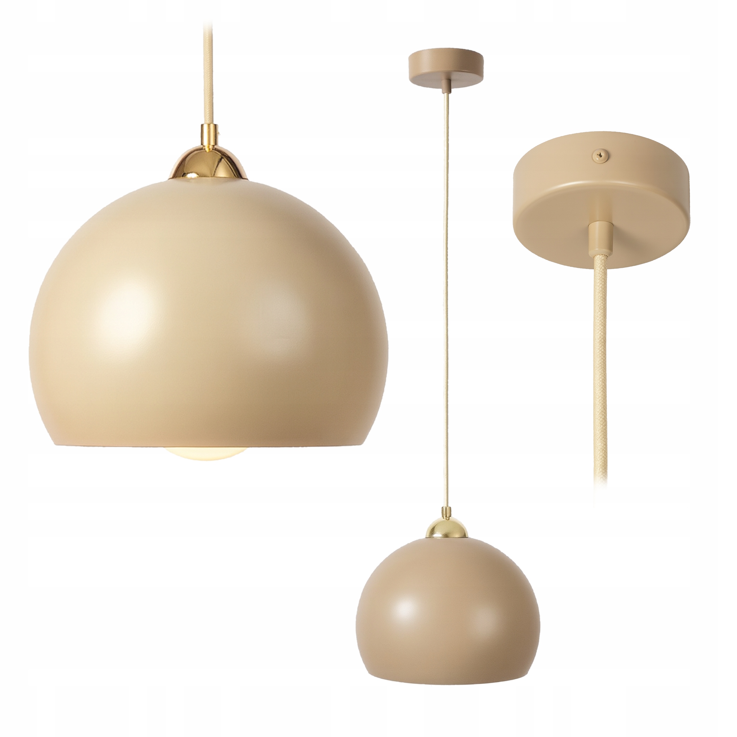 LAMPA SUFITOWA WISZĄCA KASZMIR ZŁOTO METALOWA KULA ŻYRANDOL 30CM E27 LED (5906843215036) • Cena ...