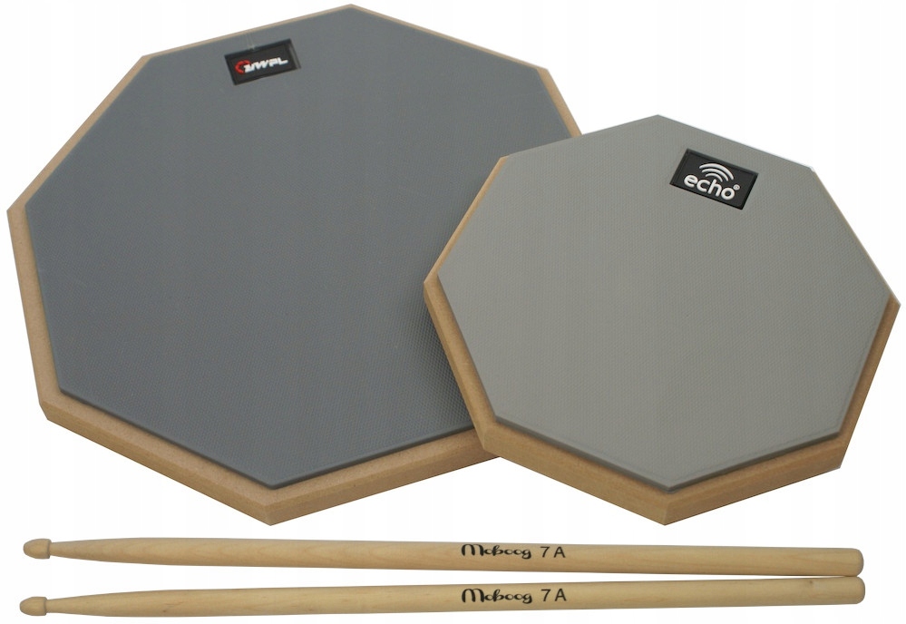 2x PAD PERKUSYJNY ĆWICZEBNY TRENINGOWY 8" + 12" + KOMPLET PAŁEK MOBOOG ...