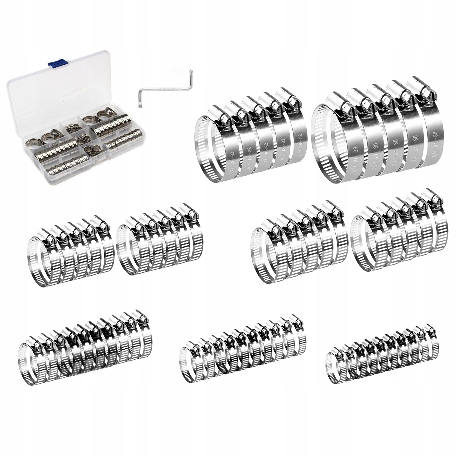 60 x ZESTAW METALOWA OPASKA ZACISKOWA SKRĘCANA ŚLIMAKOWA +ORGANIZER 16 ... 60 x ZESTAW METALOWA OPASKA ZACISKOWA SKRĘCANA ŚLIMAKOWA +ORGANIZER 16 ...