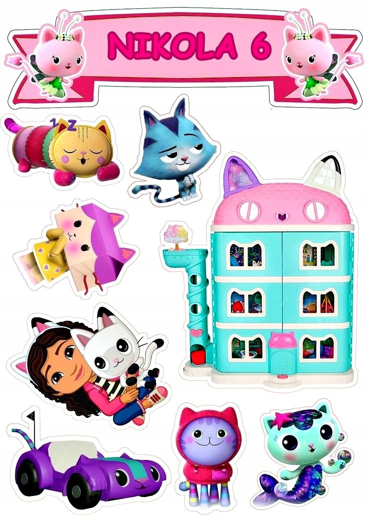 OPŁATEK NA TORT PAPIER KOCI DOMEK GABI DUŻY A3 15515462191 - Allegro.pl