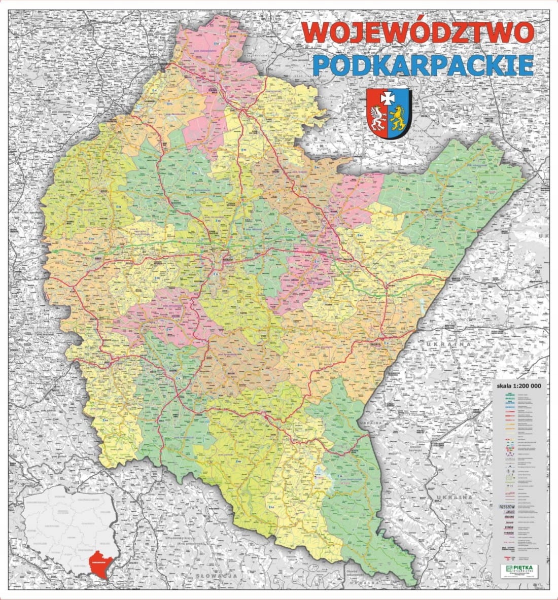 WOJEWÓDZTWO PODKARPACKIE MAPA ŚCIENNA ADM-DROGOWA Wydawnictwo Piętka ...