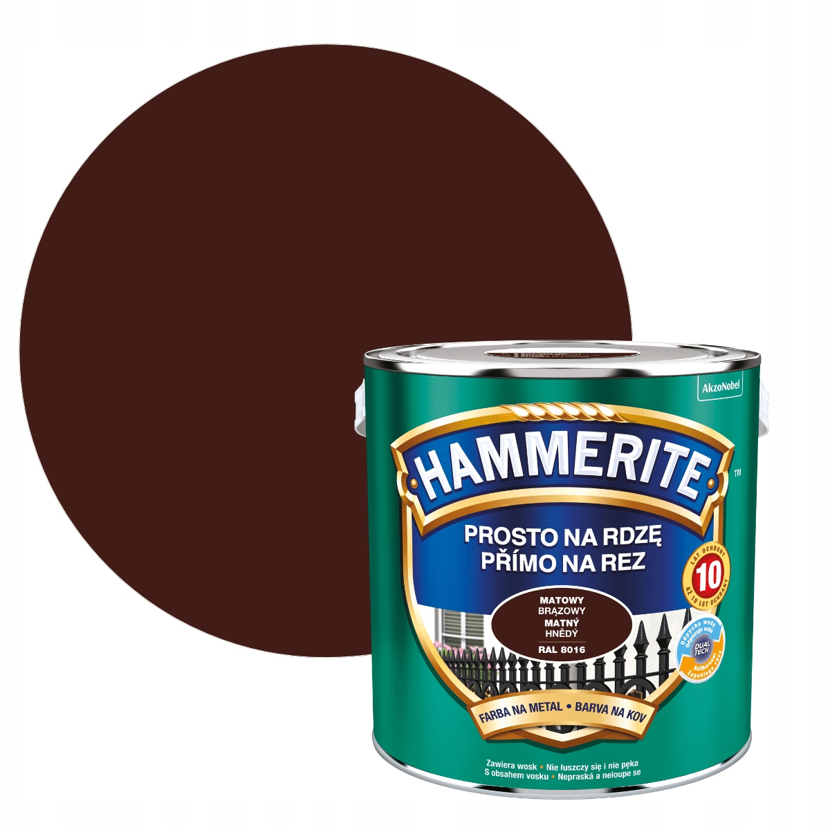 HAMMERITE NA RDZĘ 2,5L BRĄZOWY MAT (5903525323928) • Cena, Opinie ...
