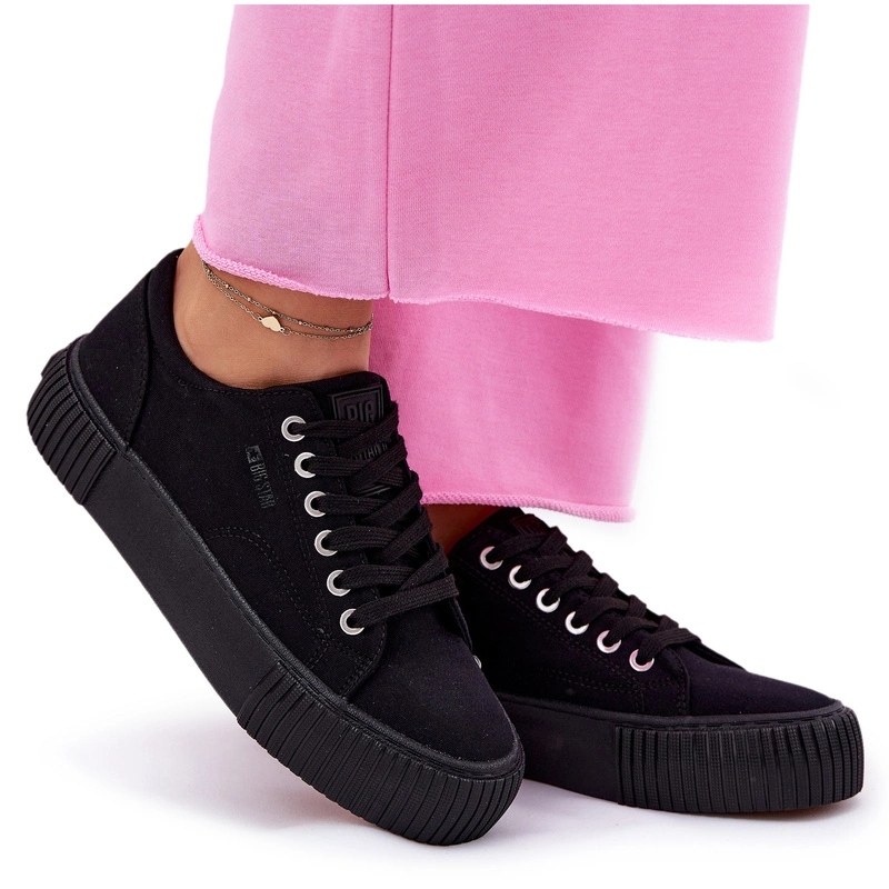 MATERIAŁOWE TRAMPKI DAMSKIE NA PLATFORMIE BIG STAR RR274403 CZARNE 36 ...