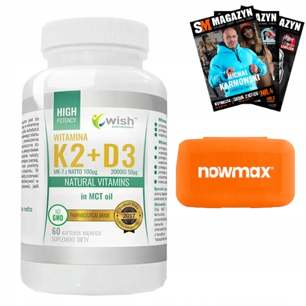 WITAMINA K2 MK-7 Z NATTO 100 mcg + D3 2000IU STAWY KOŚCI 120 tab + PILL ...