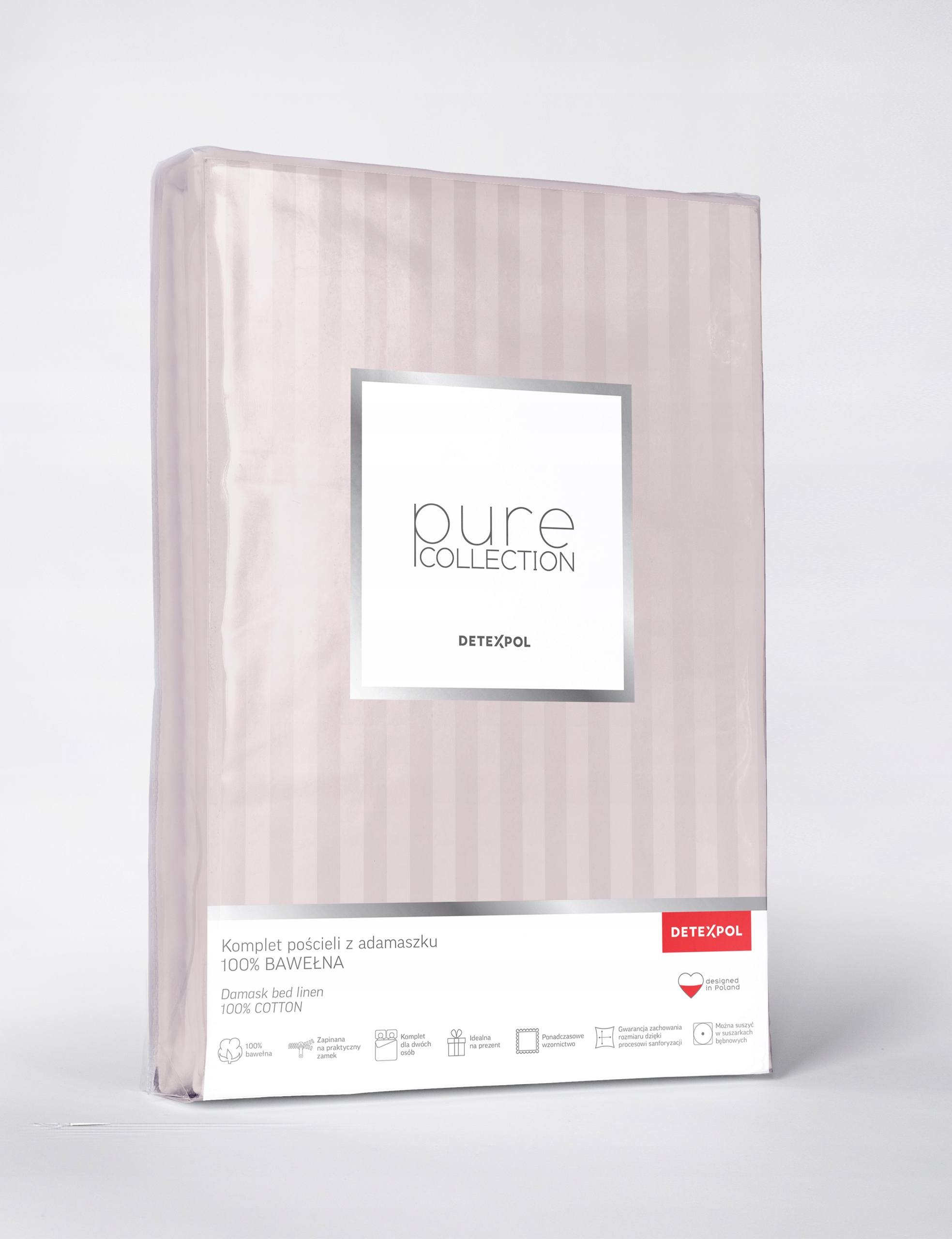 POŚCIEL ADAMASZEK 160x200 RÓŻOWA JEDNOBARWNA PASY KOMPLET POŚCIELI PURE ...