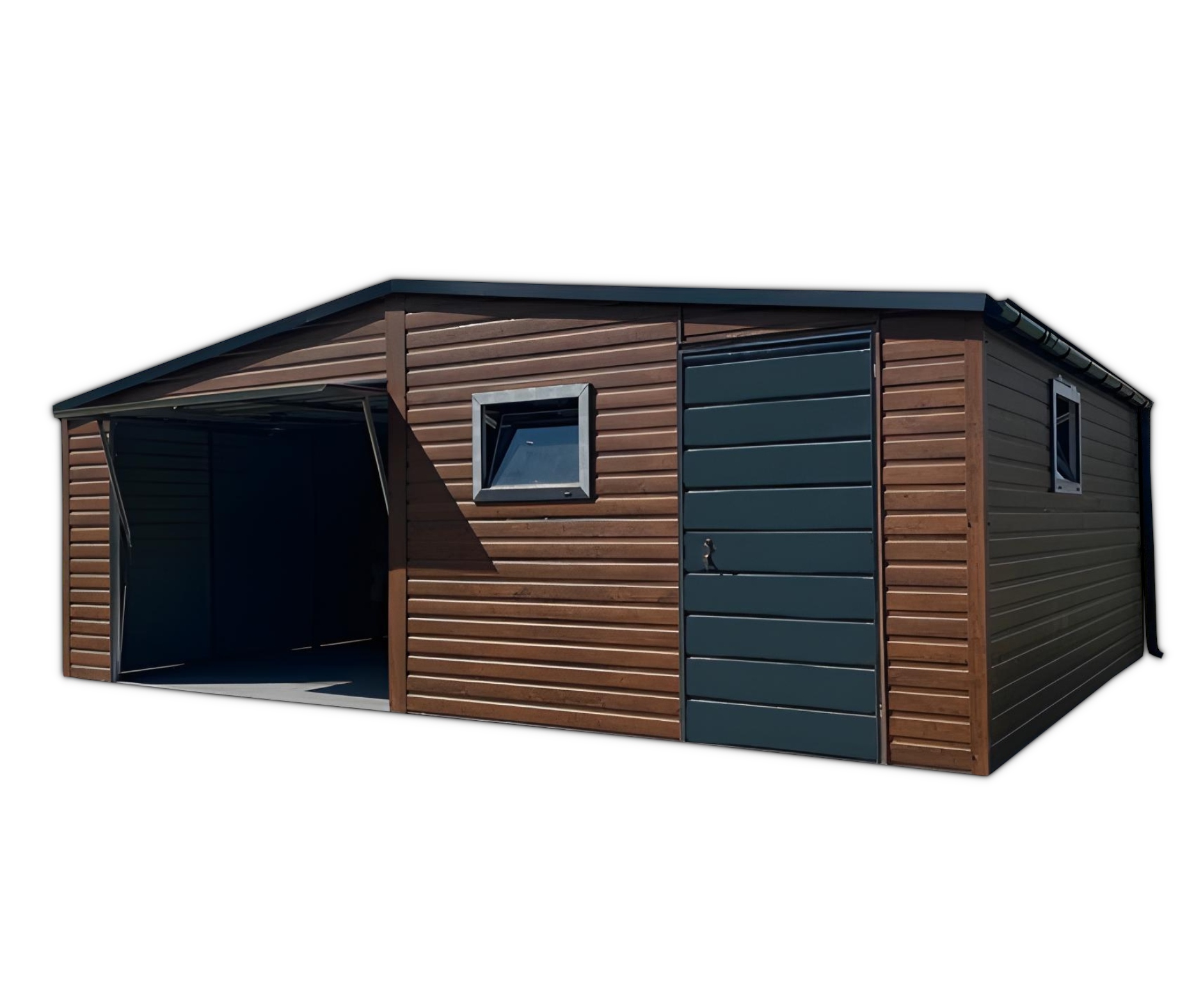 Garaż 7x5 garaż na wymiar, drewnopodobny garaż blaszany Premium • Cena ...