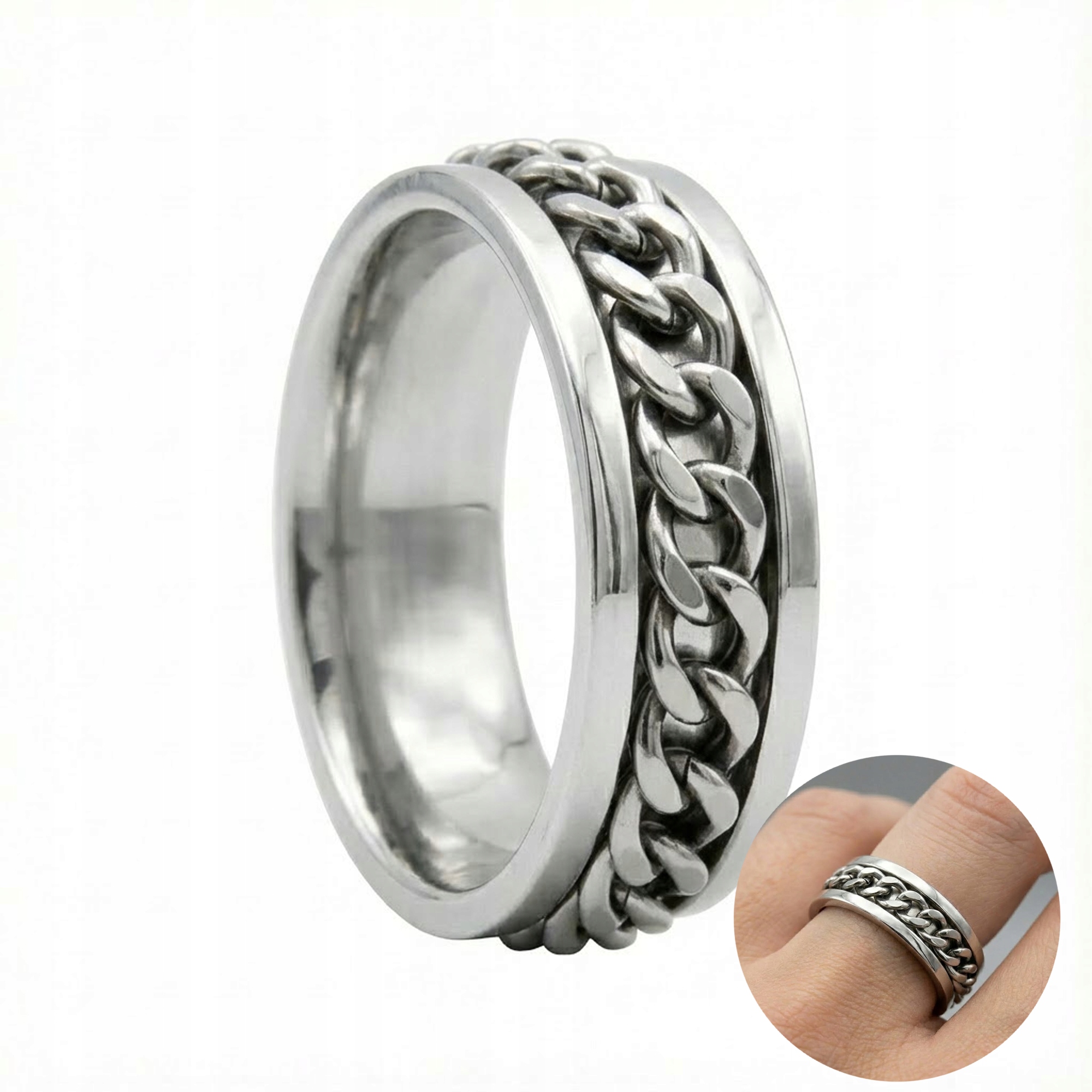 EZÜST LÁNC FORGÓ GYŰRŰ ANTI-STRESSZ ANXIETY FIDGET ADHD 13 za 3810 ...