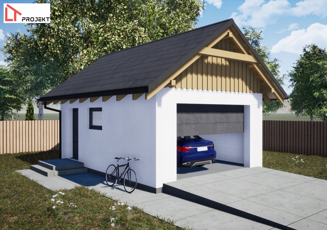 Projekt garażu do 35 m2 szkieletowy bez pozwolenia dach dwuspadowy ...