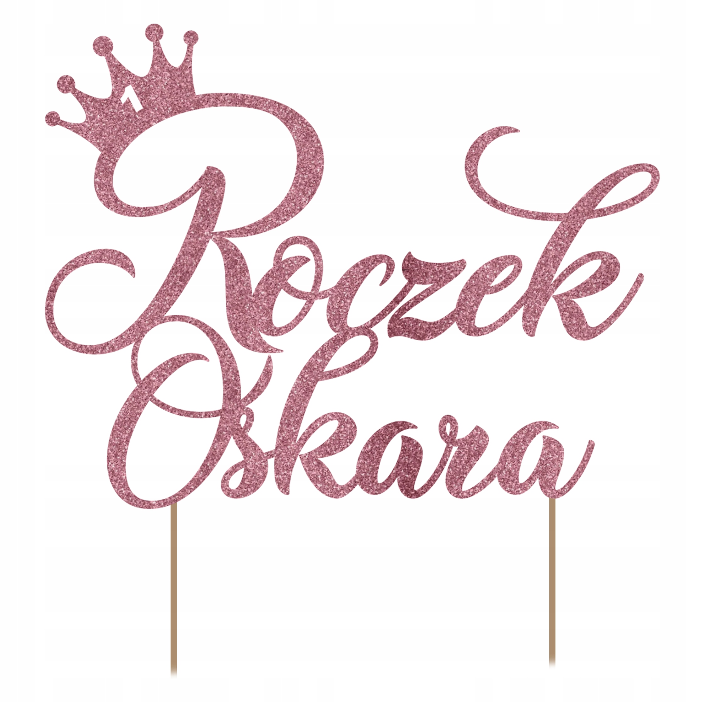 Topper toper na tort 1 urodziny ROCZEK IMIĘ ZŁOTY KORONA BROKATOWY ROSE ...