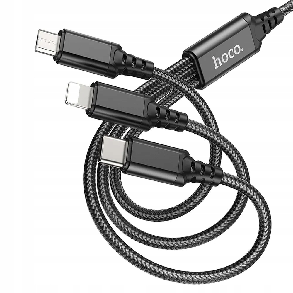 HOCO kabel 3w1 USB A do Lightning / Micro USB / Typ C 2A X76 1 m czarny - Sklep, Opinie, Cena w ...