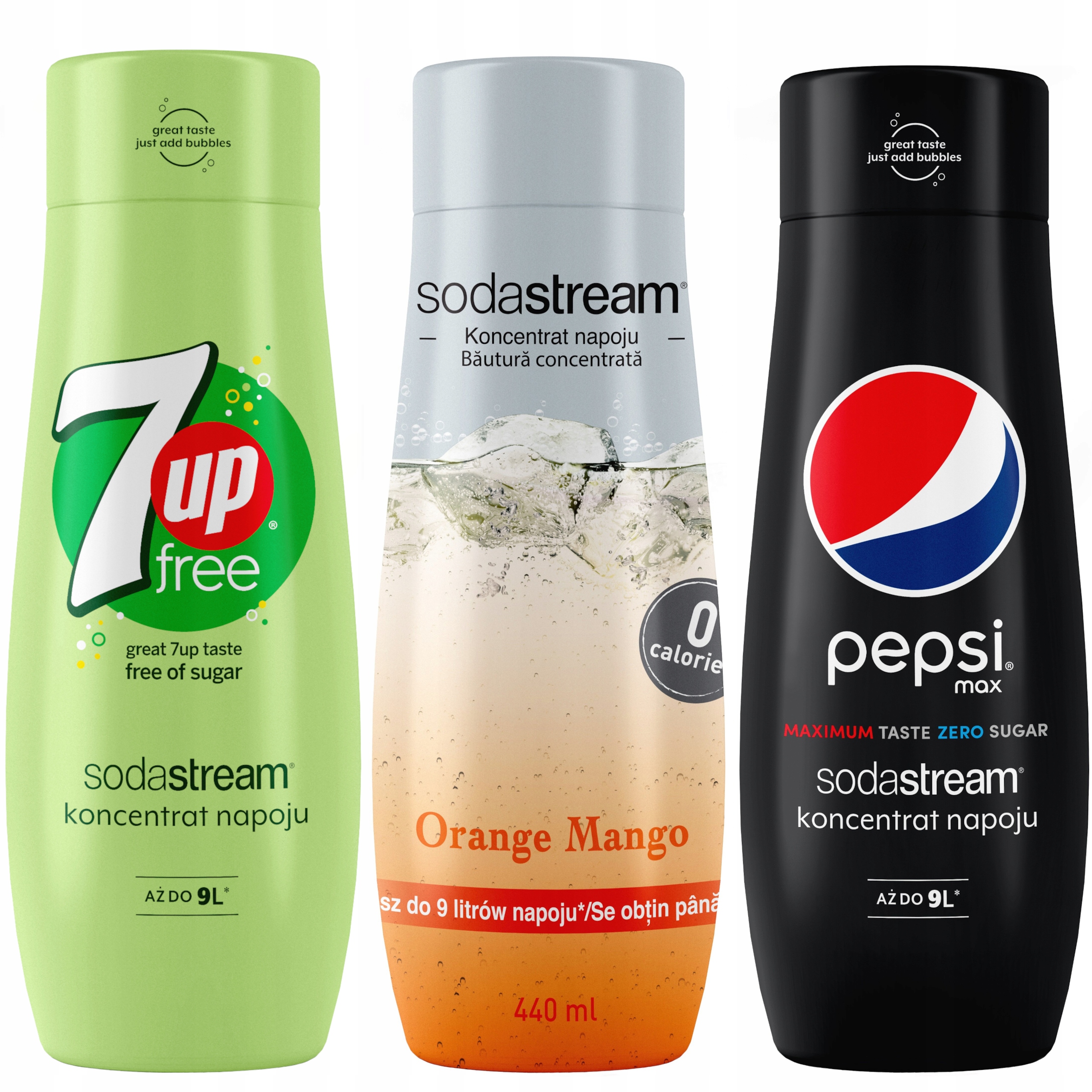 7UpFREE Orange Mango Pepsi Max syropy SodaStream 14051744444 - Allegro.pl