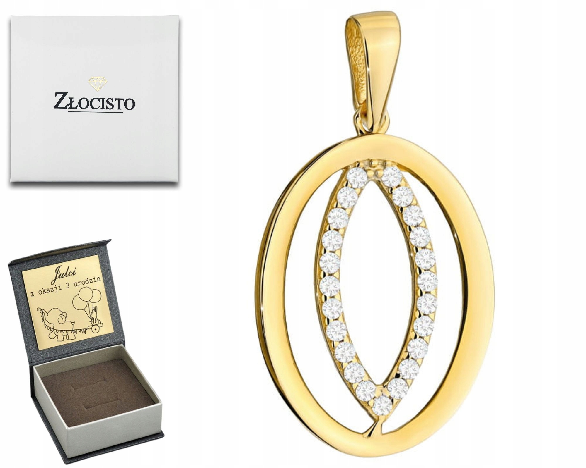 ZŁOTA ZAWIESZKA ŁEZKA Z CYRKONIAMI W OWALU 585 • Cena, Opinie ...